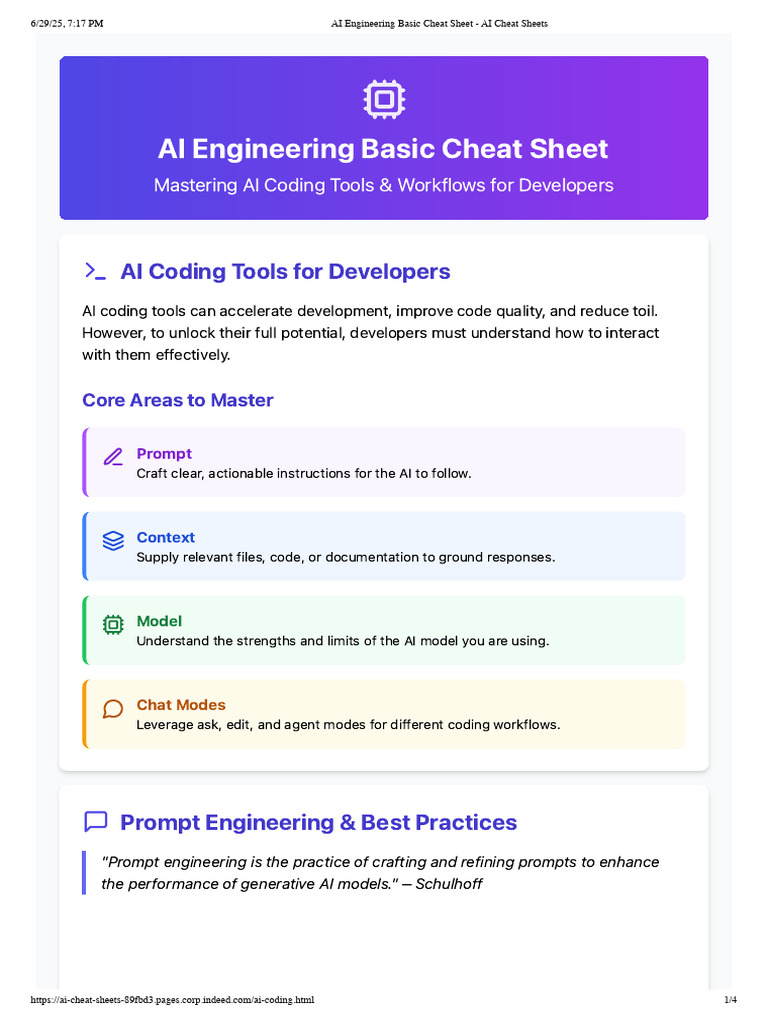 AI Engineering Basic Cheat Sheet - AI Cheat Sheets | PDF | Artificial ...