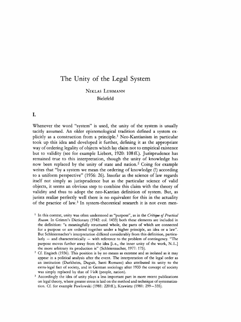 The Unity of Legal System | PDF