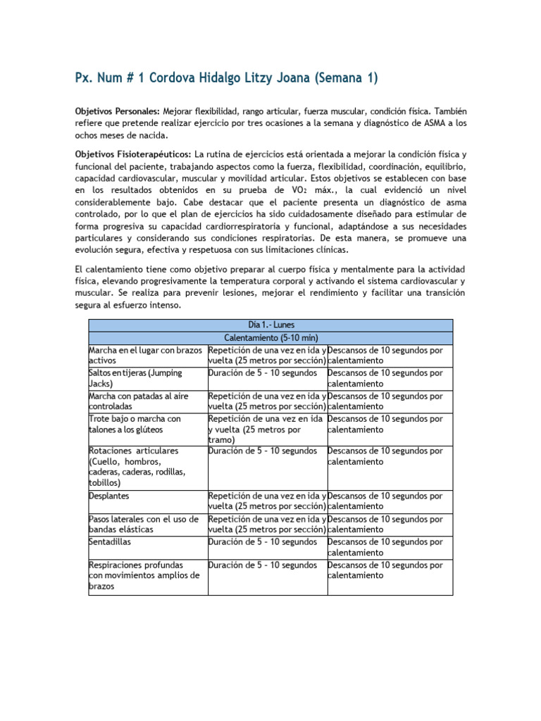 Plan de Ejercicios para Asma y Fuerza | PDF | Flexibilidad (anatomía ...