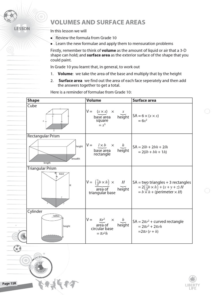 Volume and Surface Area Formulas | PDF | Area | Volume