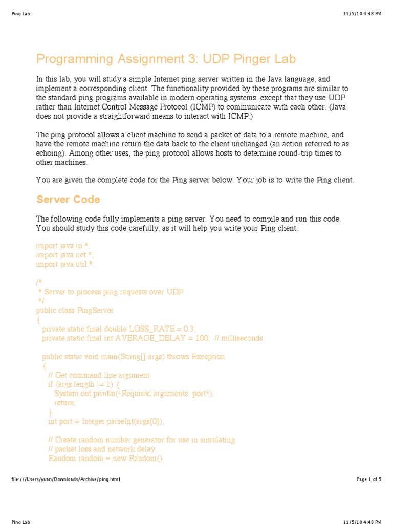 Java Udp Lab Pdf Port Computer Networking Network Packet