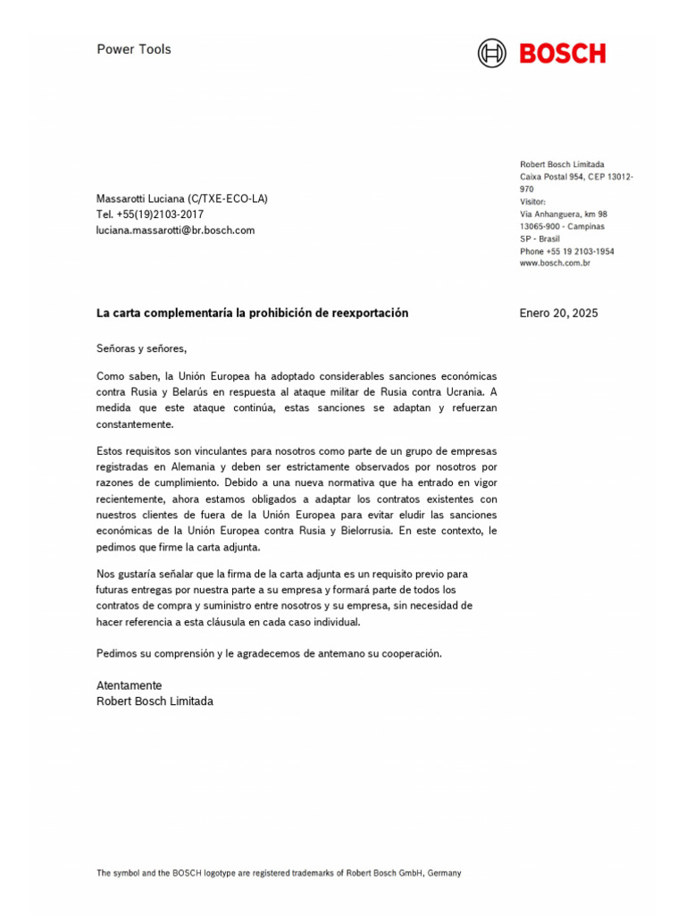 Carta A Fimar Export Control DDDDDDDDDDDDD | PDF