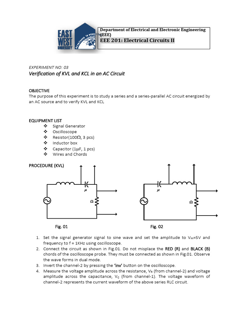 KVL and KCL Verification in AC Circuits | PDF | Electrical Network ...