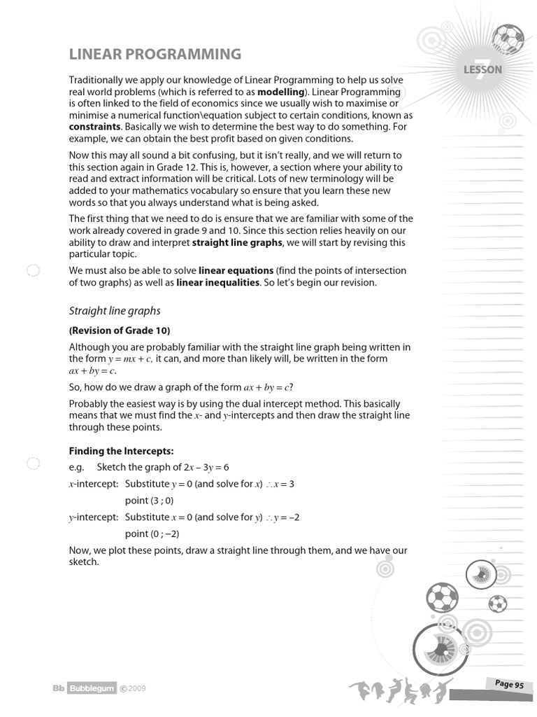 GR 11 L7 Linear Programming | PDF | Equations | Linear Programming