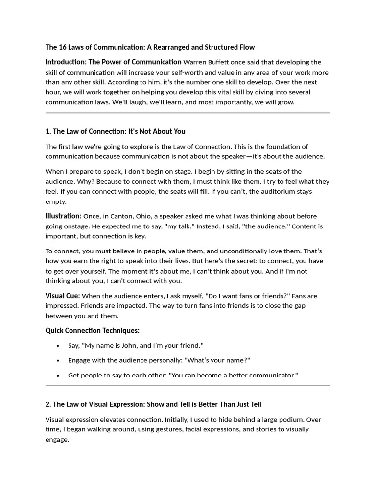 John Maxwell's 16 Communication Laws | PDF | Communication