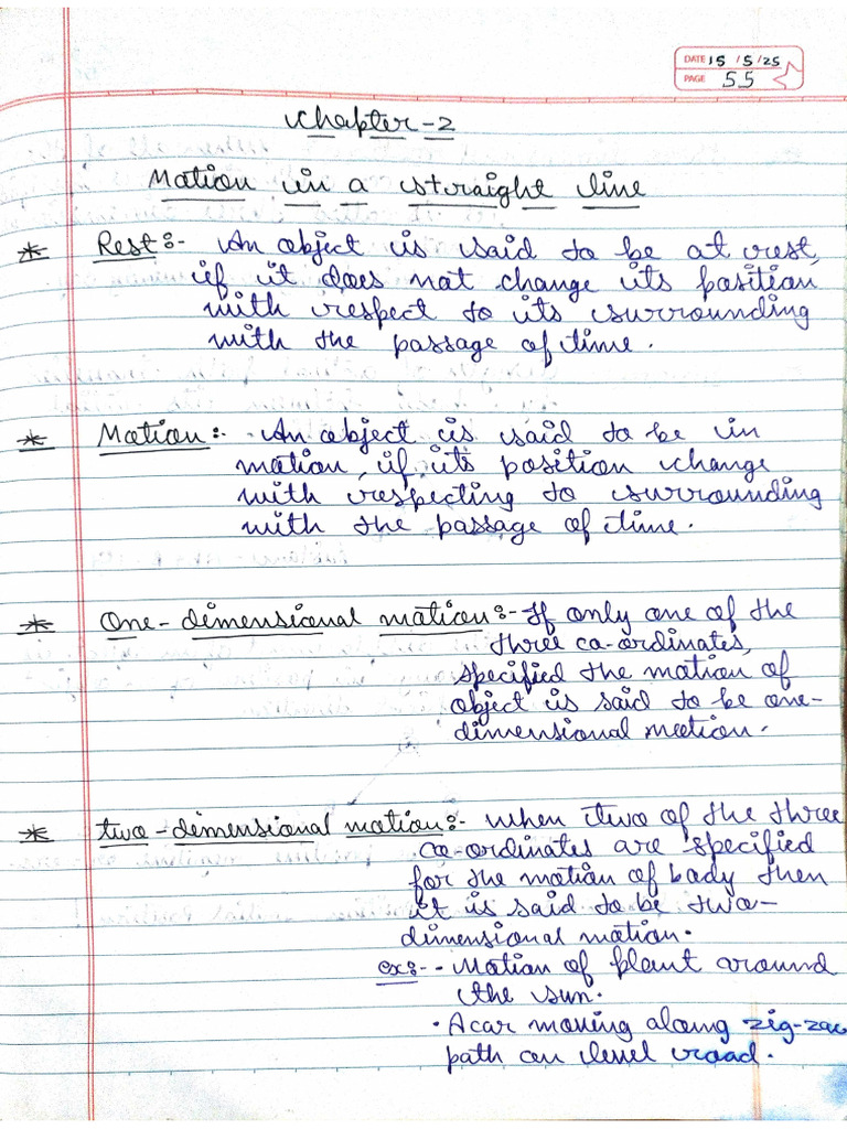Ch-2 Motion in A Straight Line | PDF