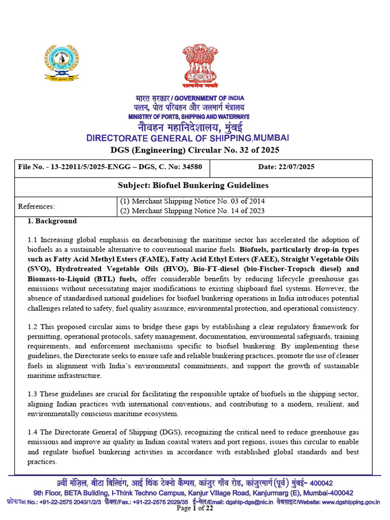 DGS (Engineering) CircularNo32of2025BiofuelBunkeringGuidelines22072025 ...