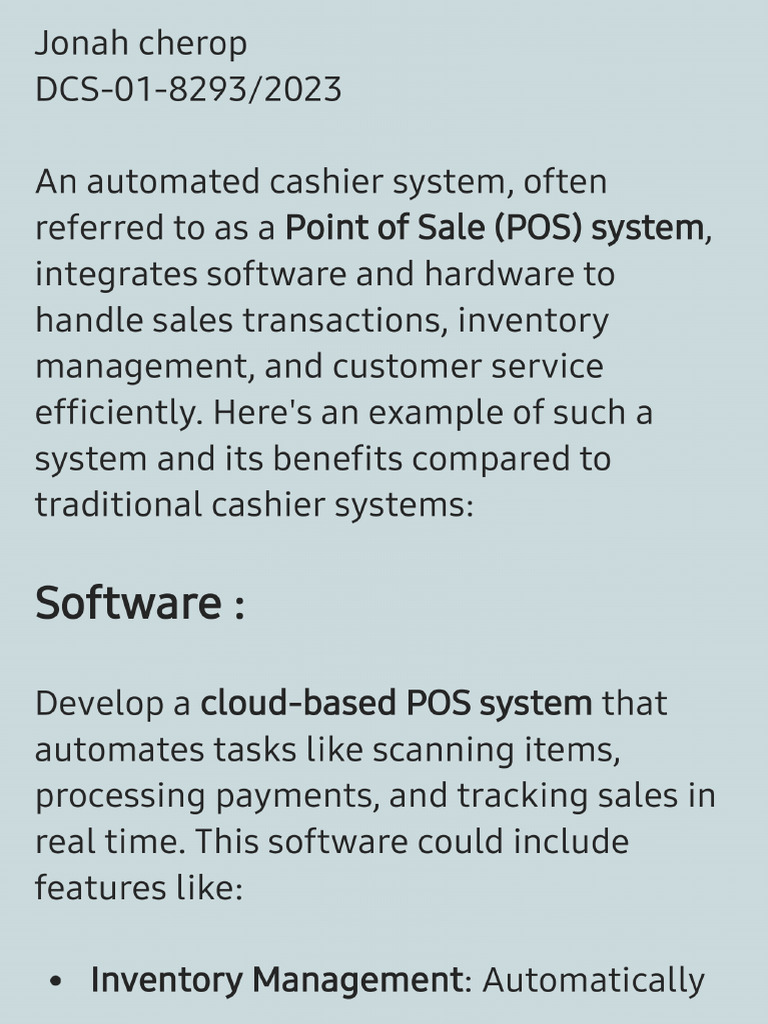 The Cashier System Software - Jonah | PDF