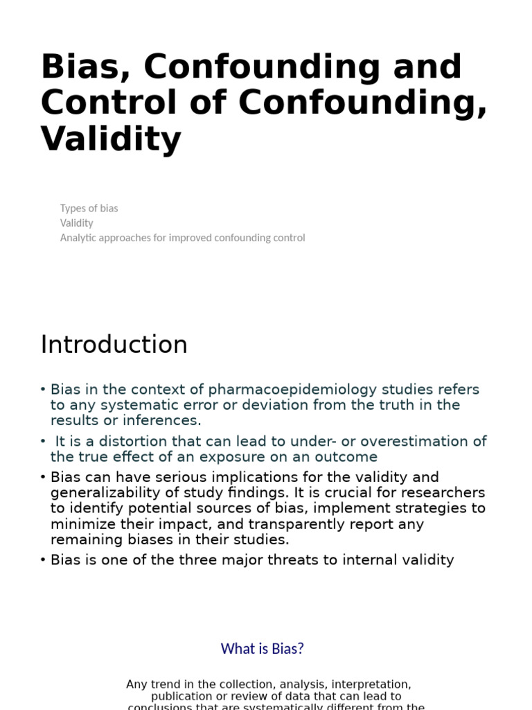 BPH 4103 - 10 Bias and Confounding and Spontaneus Reporting Stud | PDF | Validity (Statistics ...