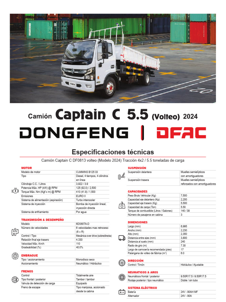 Camión Dongfeng Captain C 5.5 Toneladas | PDF | Eje | Camión