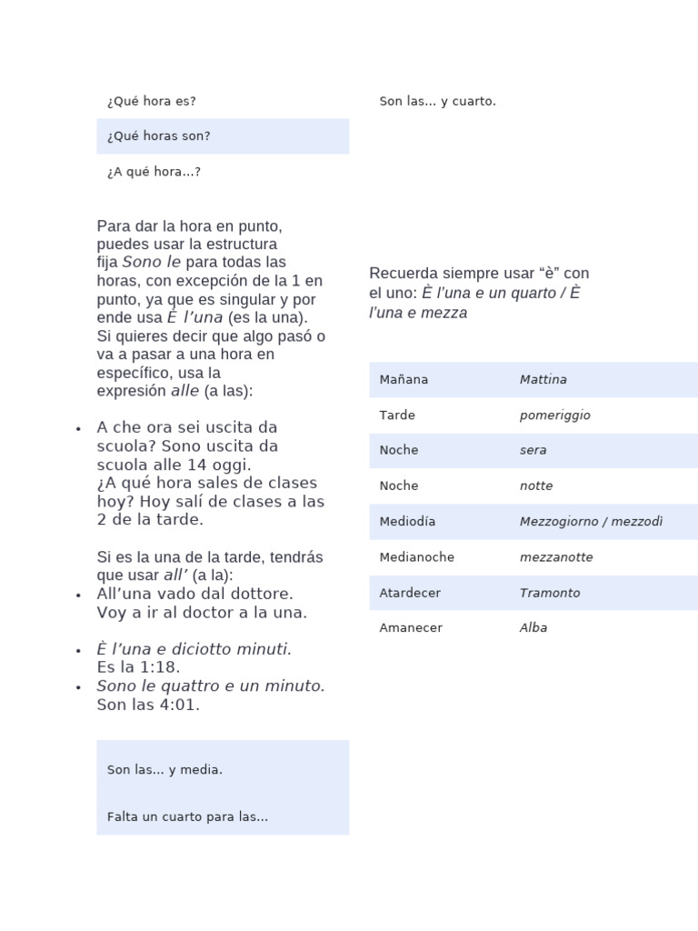 Qué Hora Es | PDF