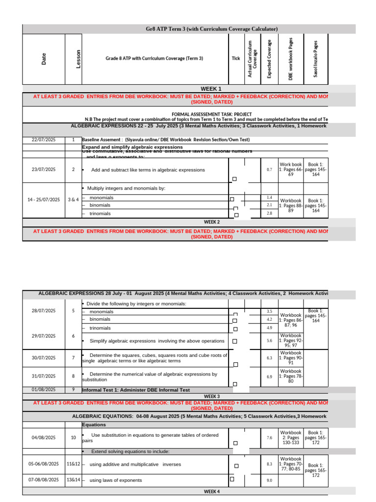 Grade 8 Maths ATP Term 3 Overview | PDF | Triangle | Shape