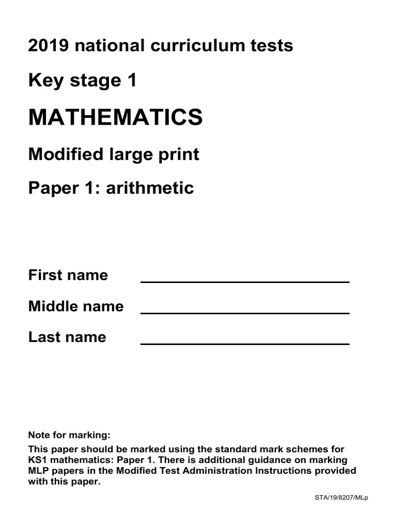 KS1 SATs 2019 Mathematics Test Guide | PDF | Copyright