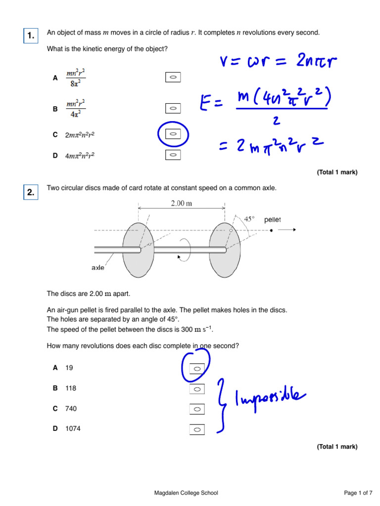 Circular Motion Prep 1 | PDF | Tension (Physics) | Force