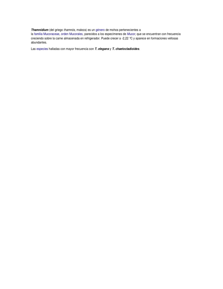 Thamnidium elegans: Mohos en Refrigeración | PDF