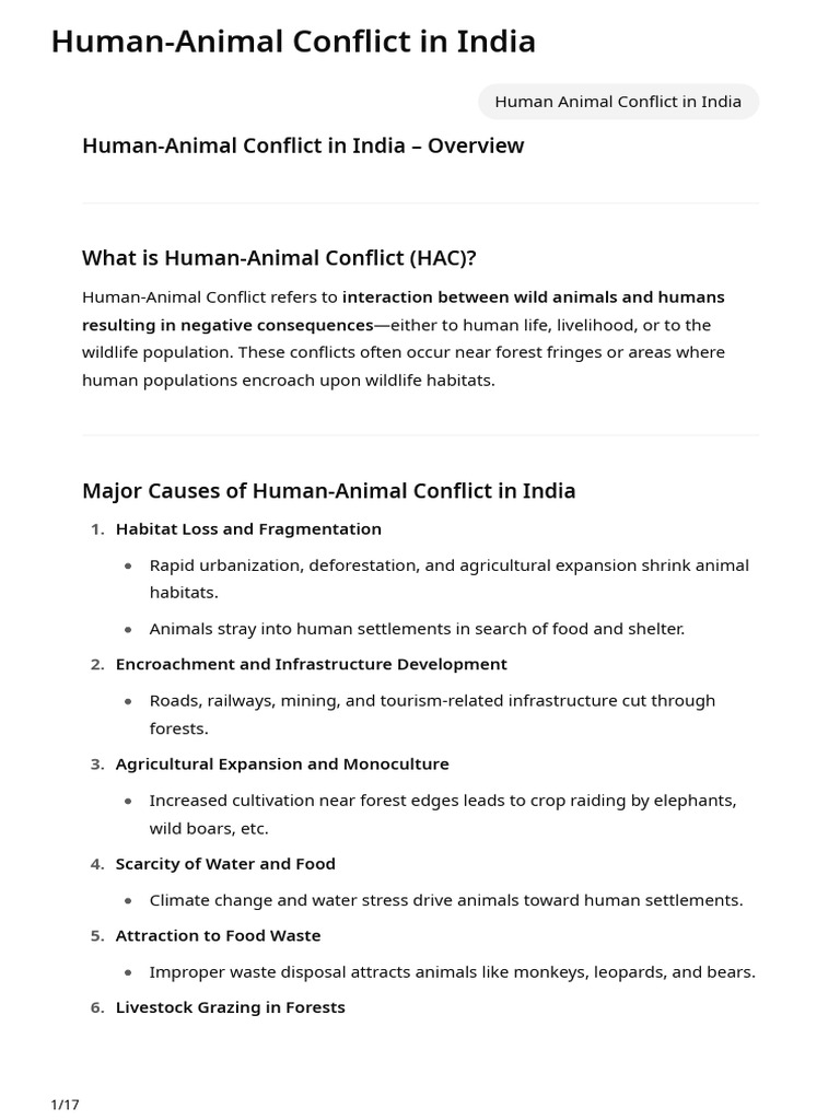Human-Animal Conflict in India | PDF | Conservation Biology | Tiger