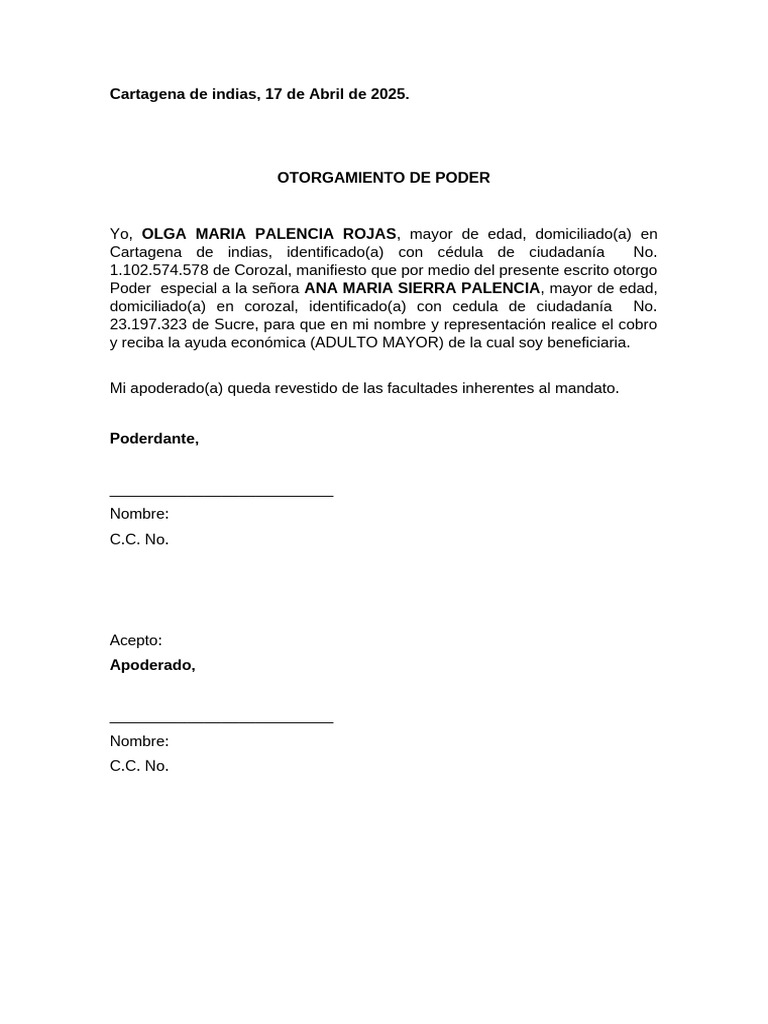 Otorgamiento de Poder | PDF