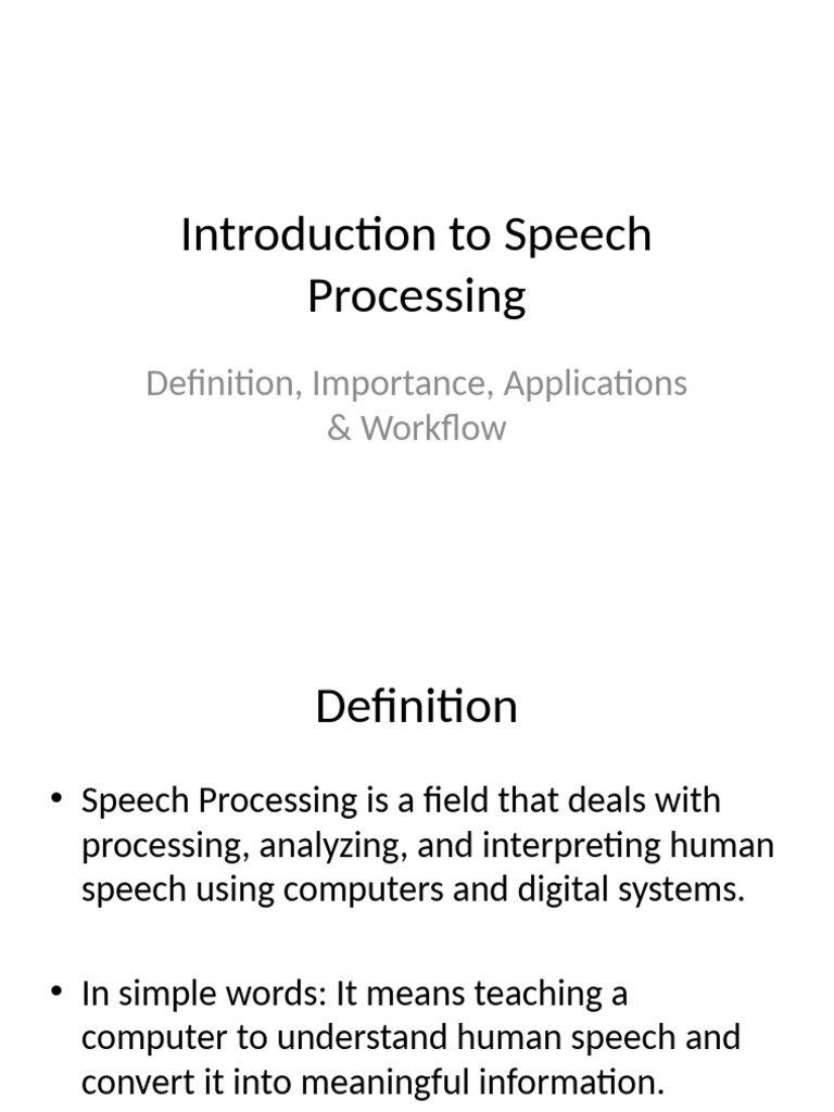 Introduction to Speech Processing | PDF