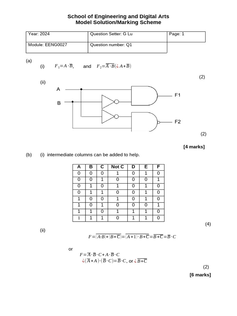 Eeng0027 Marking Scheme 2024 Pdf