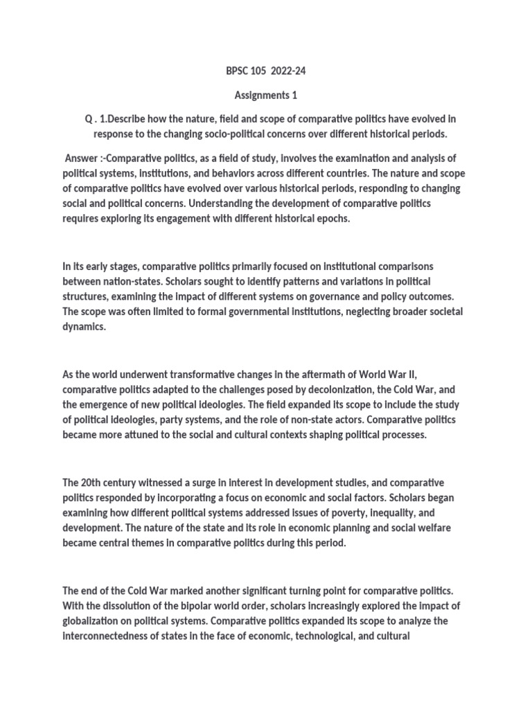 Evolution of Comparative Politics & Supremacy | PDF | Rule Of Law ...
