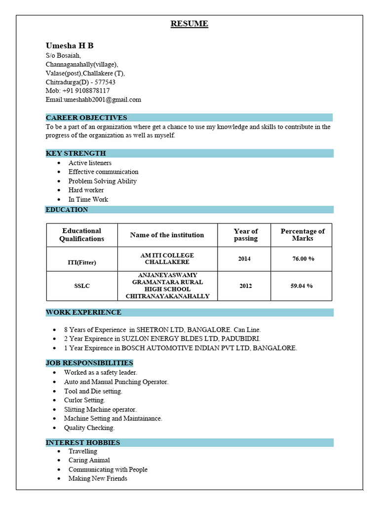 UMESHA H B Latest 13-07-2025 | PDF