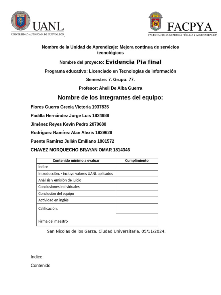 Evidencia Pia Final de Mejora | PDF | Itil | It Service Management