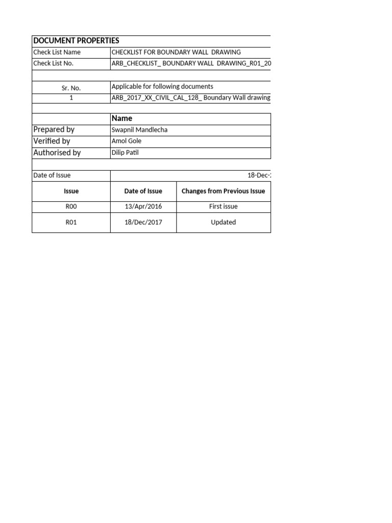 Arb Checklist Boundary Wall Detail Drawing r01 20171218-1 | PDF