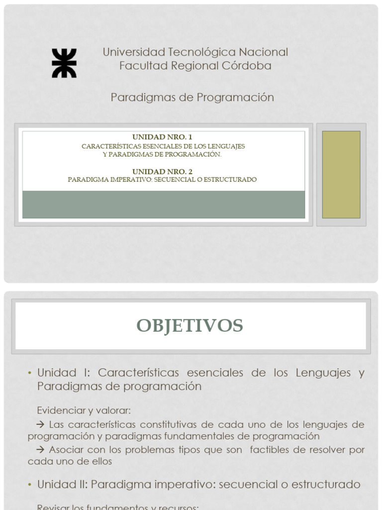 PPR-2024 Filminas Unidad Nro 1 y 2 | PDF | Paradigmas de programación ...