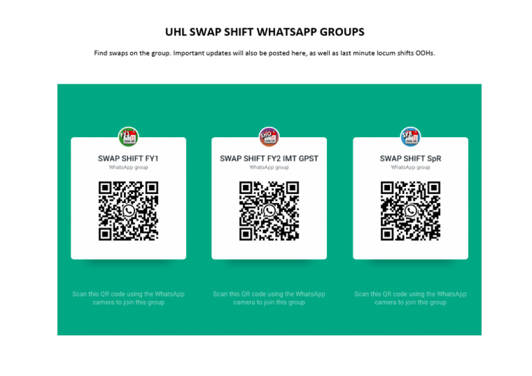 Swap Shifts Whatsapp QR Codes | PDF