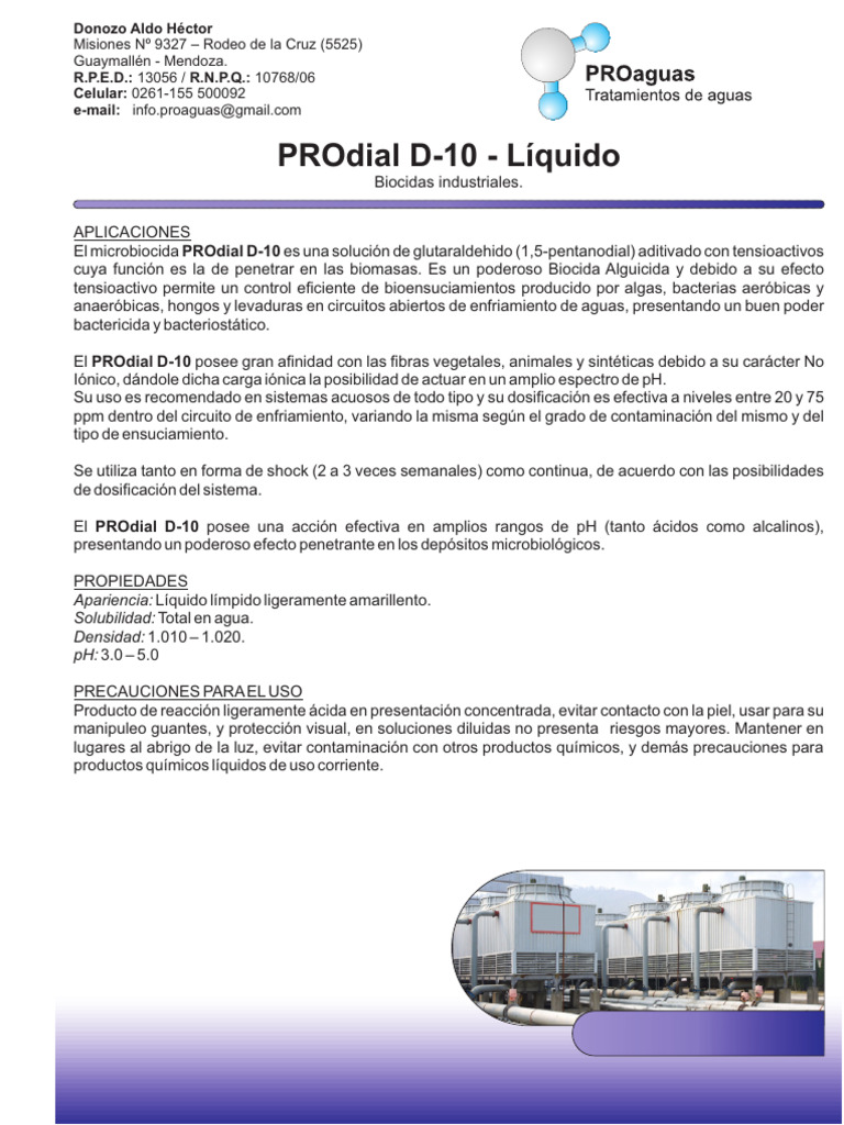 PROdial D-10: Biocida para Aguas | PDF