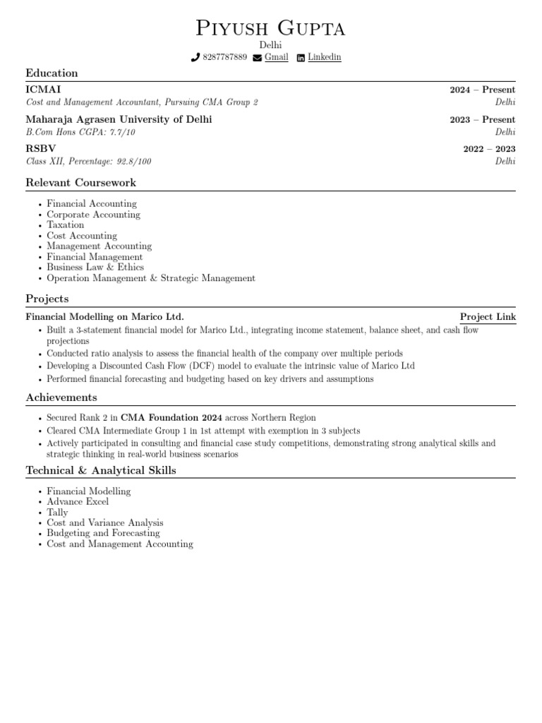 Piyush Gupta Resume | PDF