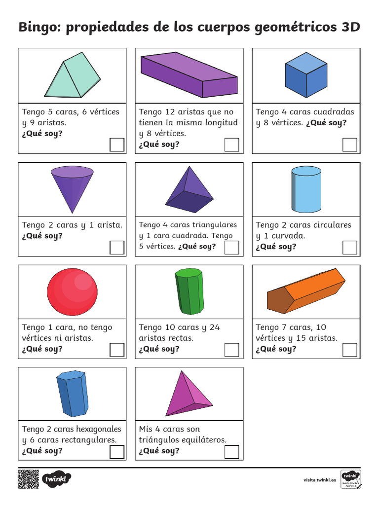 Bingo de Cuerpos Geométricos 3D | PDF