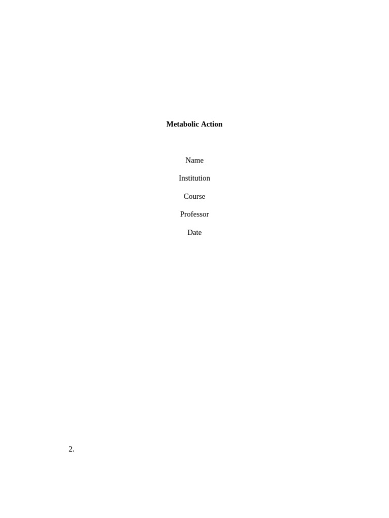 Metabolic Action | PDF