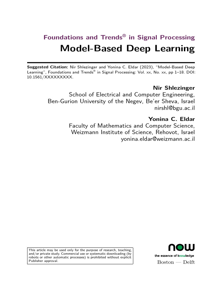 Model-Based Deep Learning - Nir Shlezinger Yonina C. Eldar | PDF | Deep ...