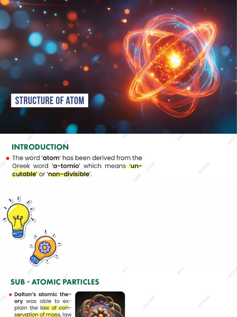 Structure of Atom: Class 11 Notes | PDF | Electron | Anode