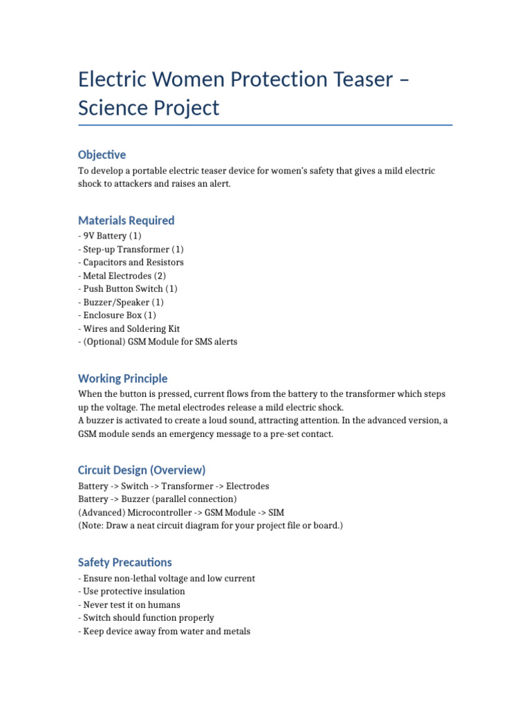 Electric Women Protection Teaser Project | PDF