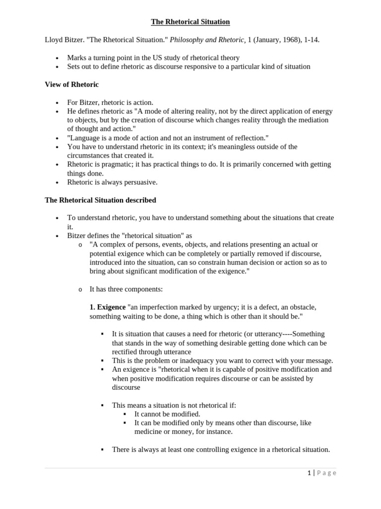 The Rhetorical Situation | PDF | Rhetoric | Human Communication