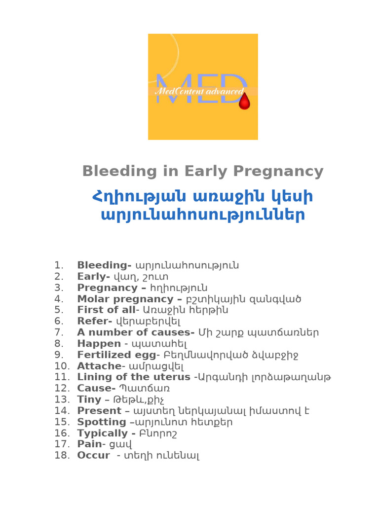 Bleeding in Early Pregnancy | PDF