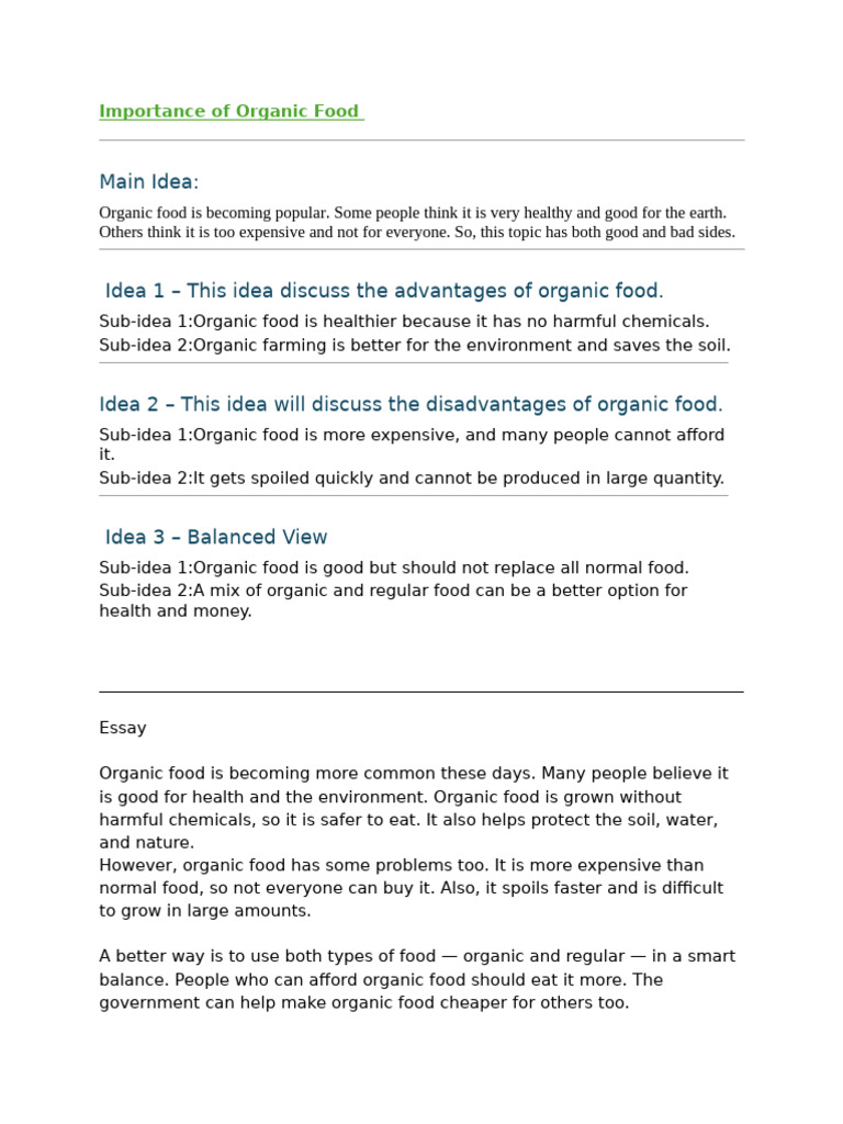 Pros and Cons of Organic Food | PDF