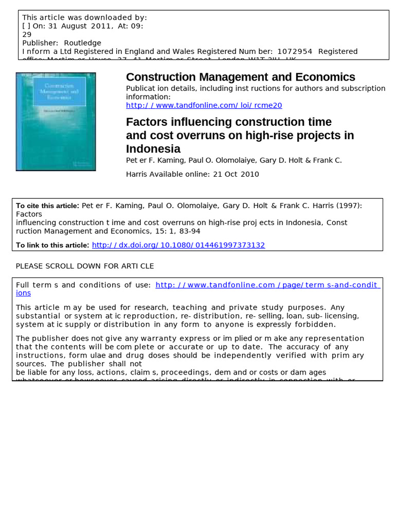 Factors Influencing Construction Time An | PDF