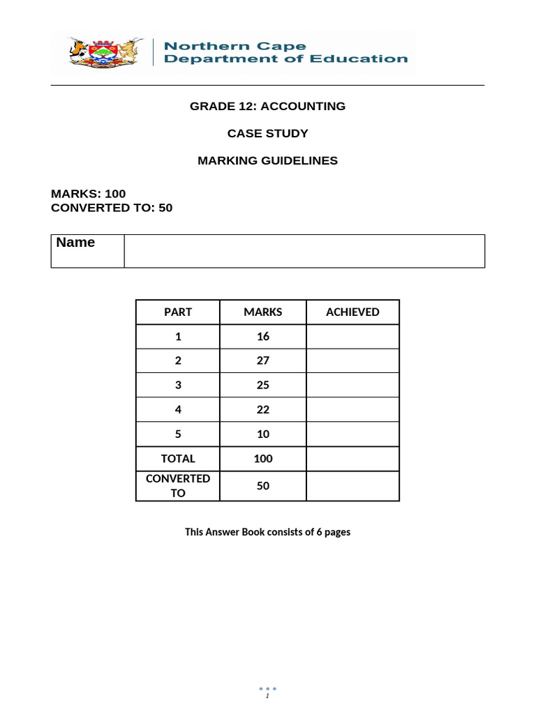 Grade 12 Accounting Case Study Guide | PDF | Economies | Business