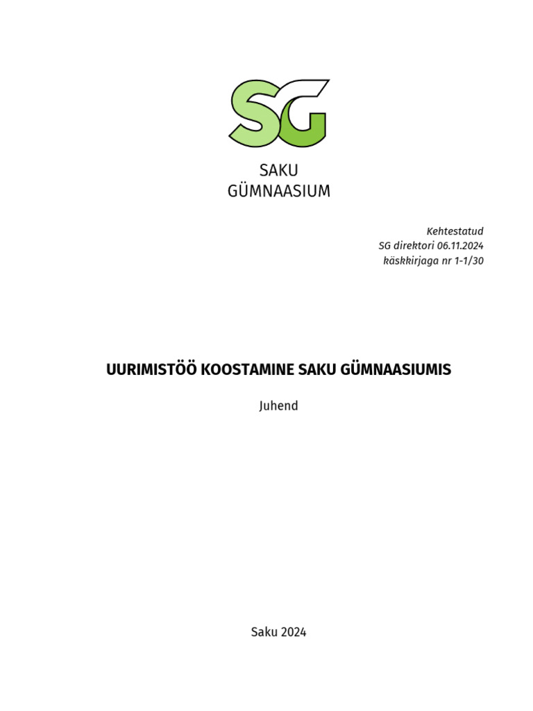 SG Uurimistoo Koostamise Juhend 2024 | PDF