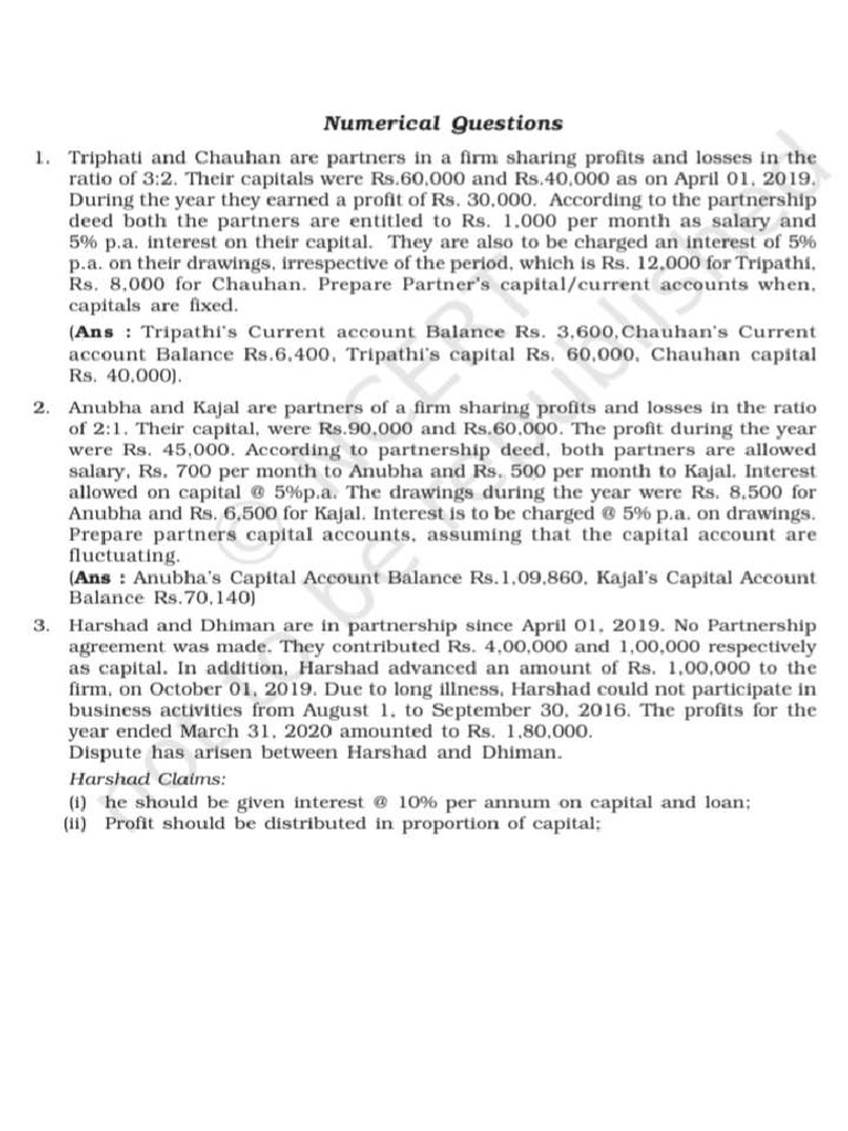 Pratice Question of Accounts of Class 12 | PDF