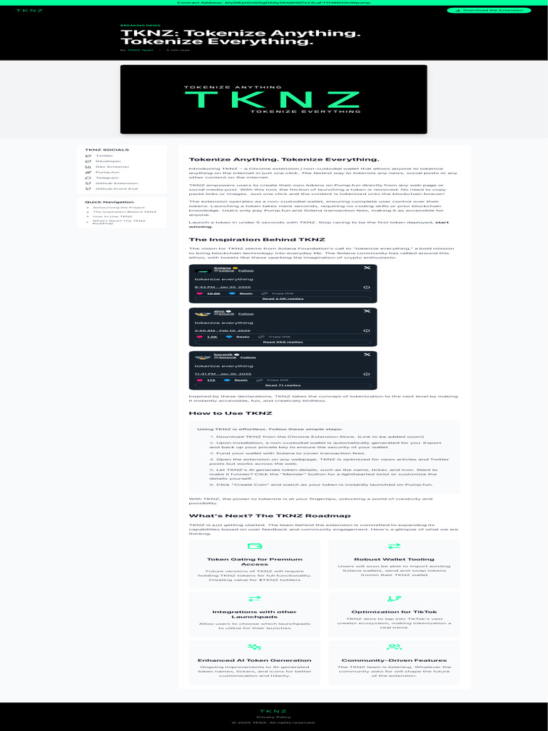 TKNZ Tokenize Anything. Tokenize Everything | PDF | Computing | Cyberspace