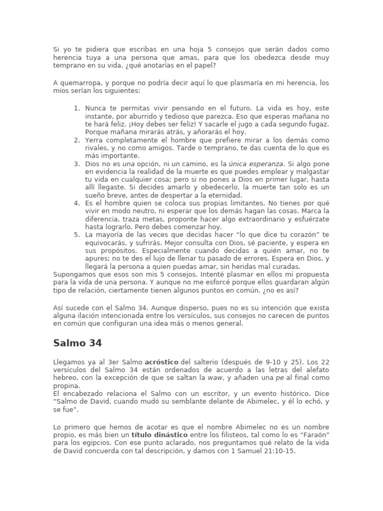 Salmo 34 | PDF | Salmos | David