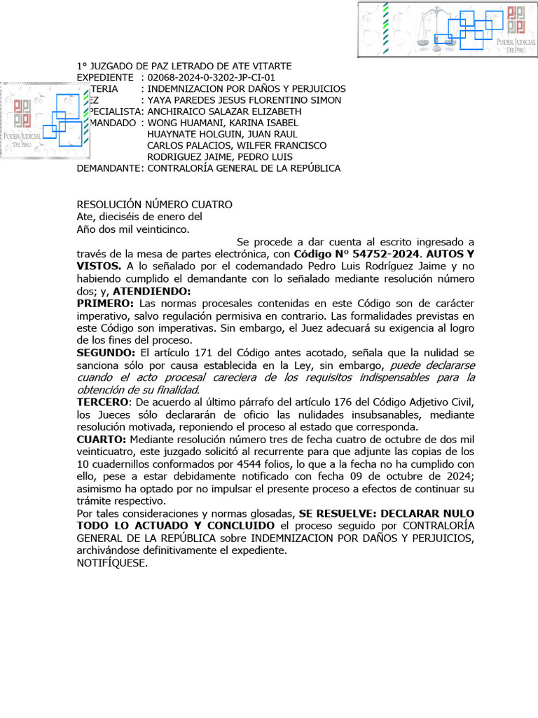 Exp. 02068-2024-0-3202-JP-CI-01 - Resolución - 10978-2025 | PDF | Juez ...