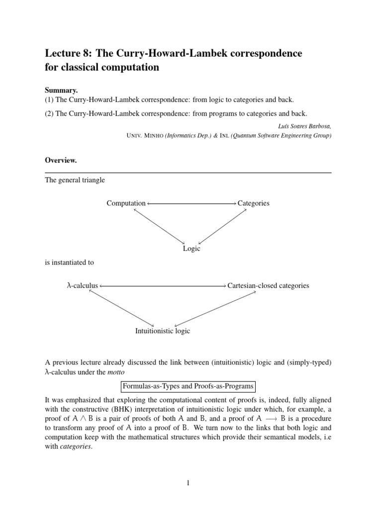 Curry Howard Lambek Correspondence | PDF | Mathematical Logic ...