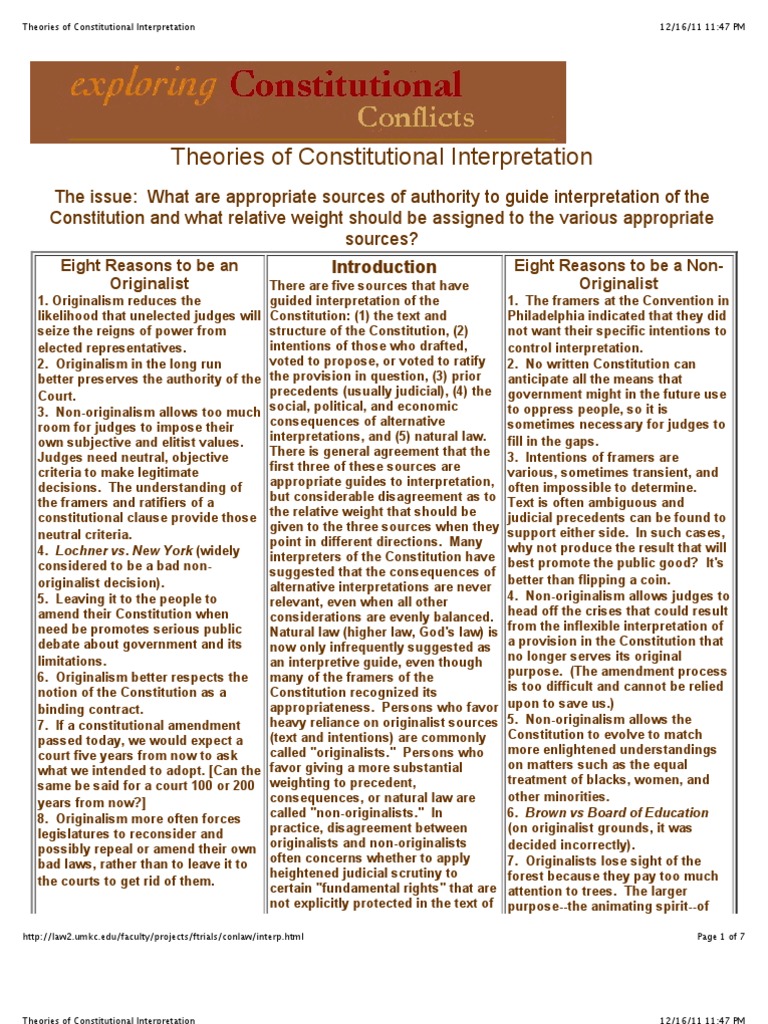 Theories of Constitutional Interpretation | PDF | United States ...