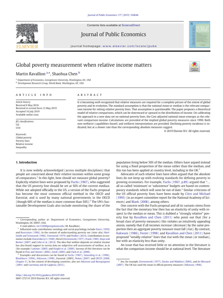 Global Poverty Measurement Insights | PDF | Poverty Threshold | Poverty
