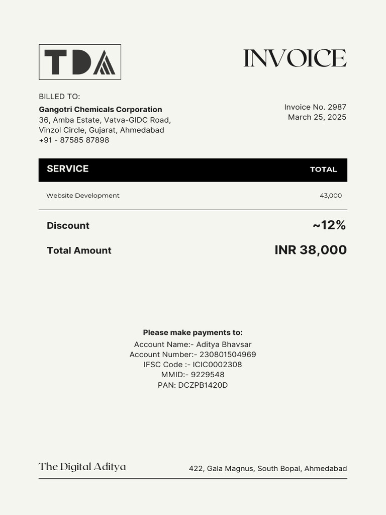 Invoice for Website Development Services | PDF